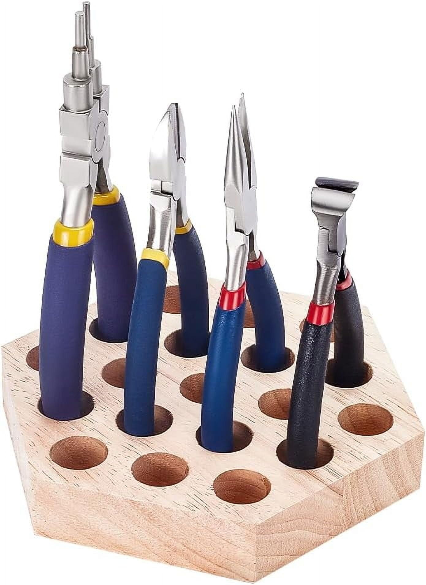 Wood Pliers 19-Hole Storage Plate 4.9x5.6x0.9Inch Wooden Plier ...
