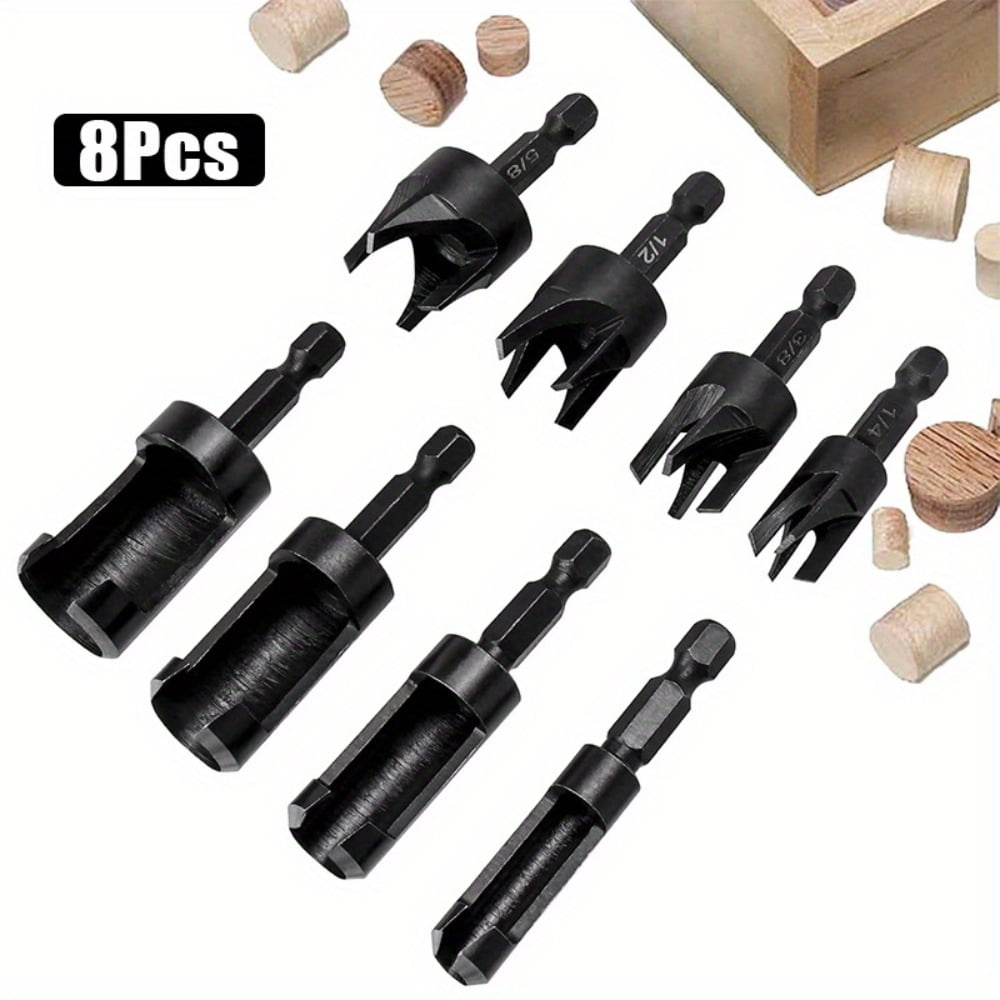 Wood Plug Cutters, 8Pcs 1/4, 3/8, 1/2, 5/8 Inch Straight and Tapered ...