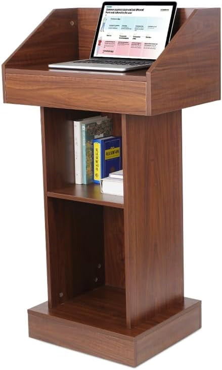 Wood Podium, Floor Standing Podium Speaking Lectern Stand, Portable ...