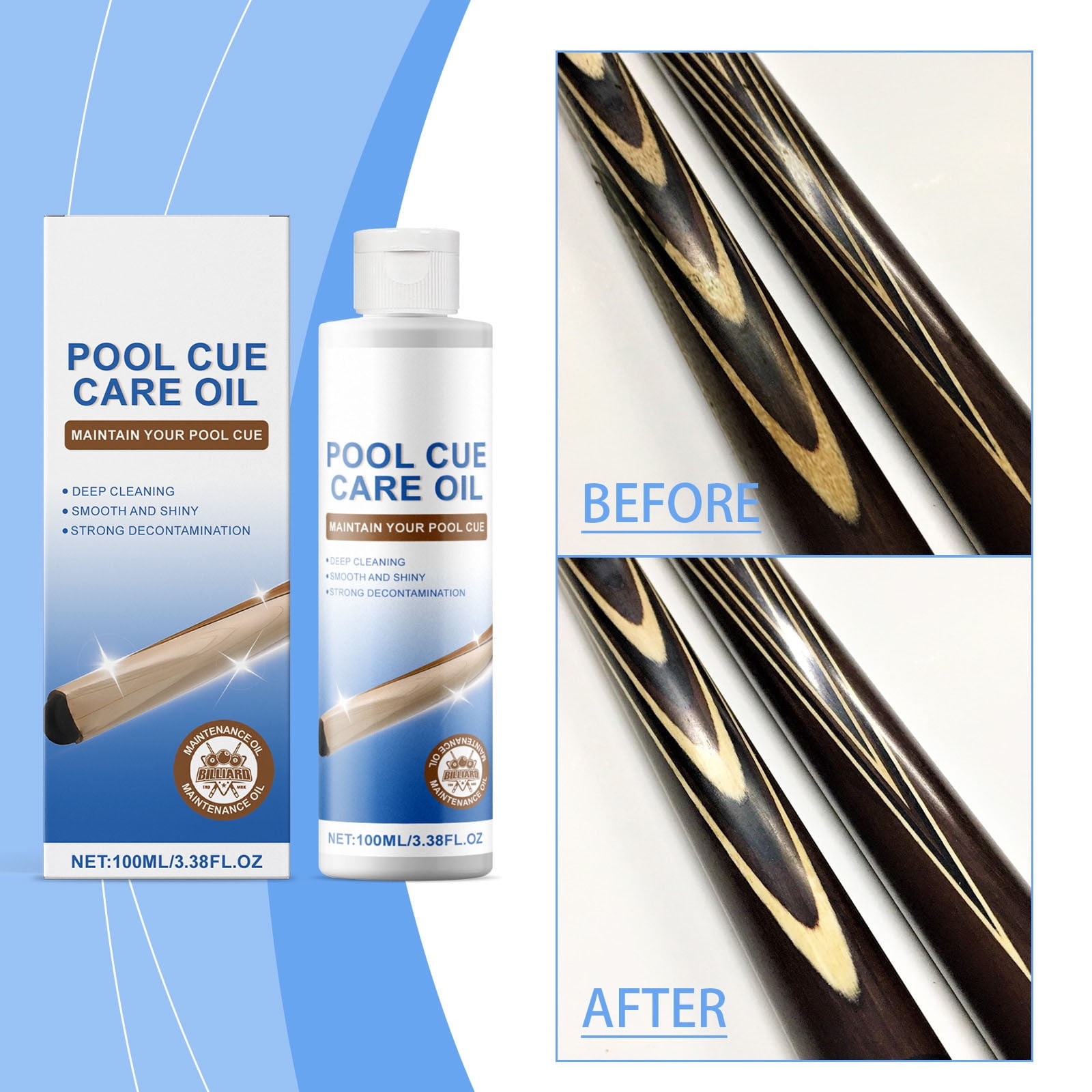 Wood Pool Cue Cleaner & Shaft Conditioner | Moisturizing Oil for Wood ...
