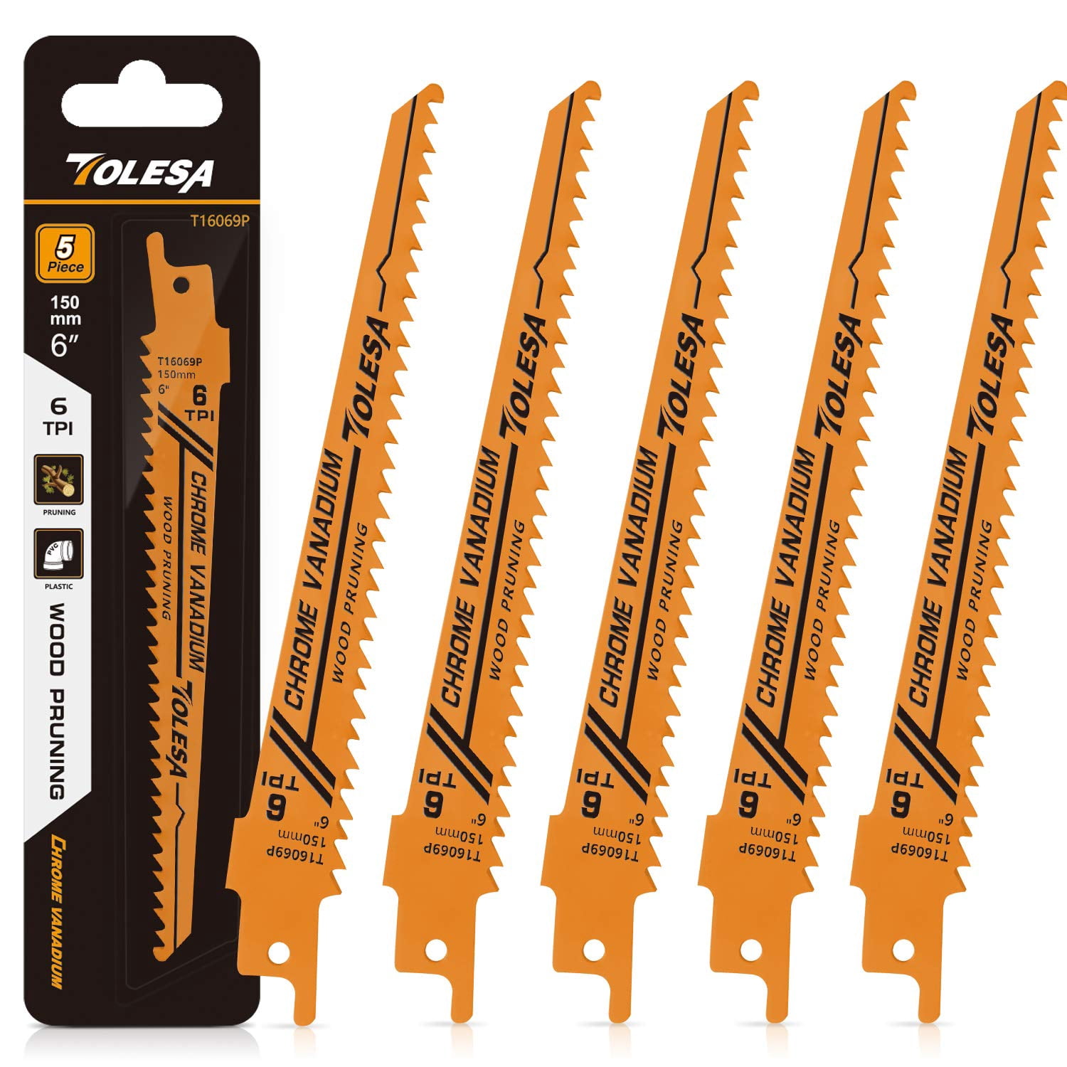 Wood Pruning Reciprocating Saw Blades 6 inch 6 TPI Sawzall Blades Green ...