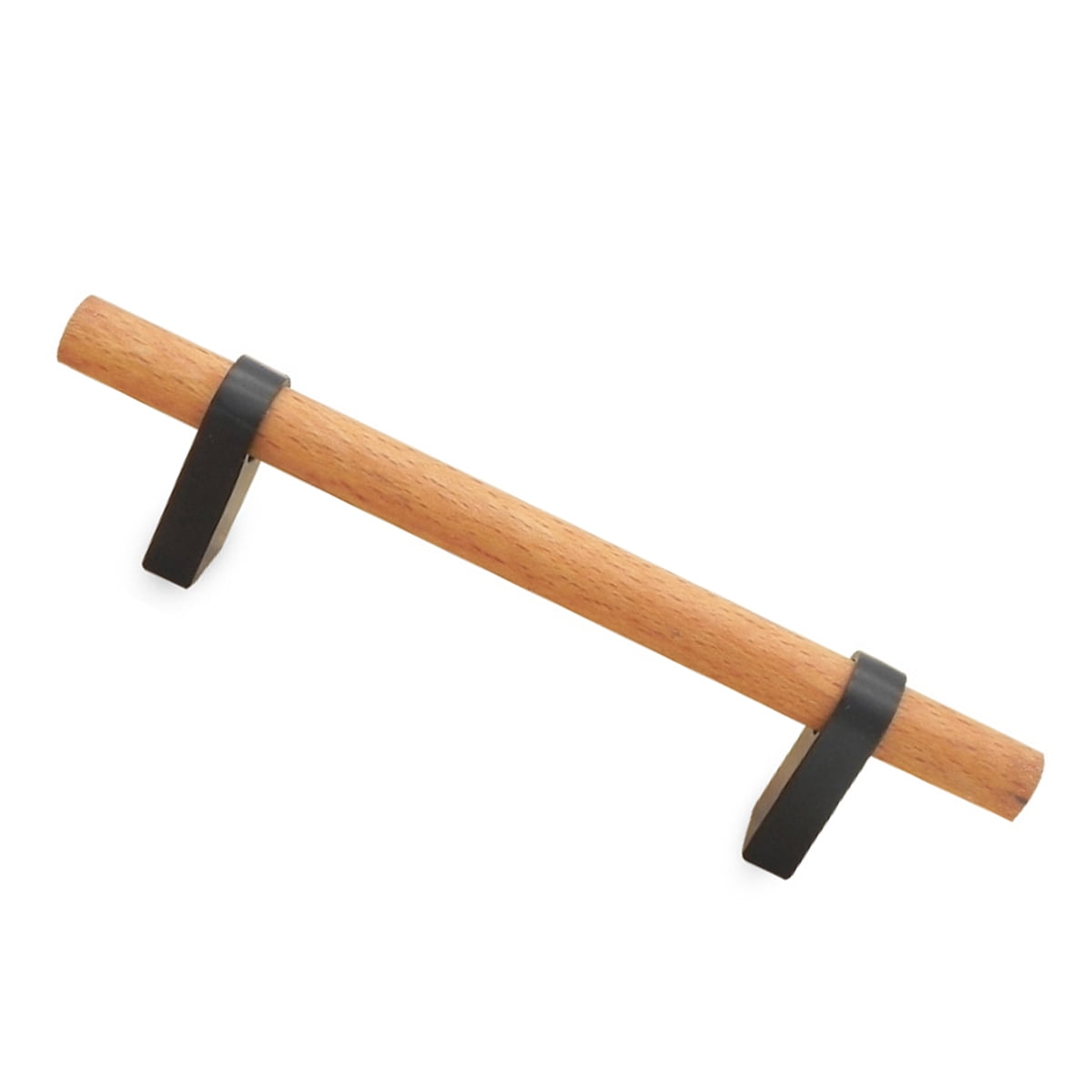 Wood Pull Handle Simple Solid Black Knobs Drawer Wooden Cabinet ...