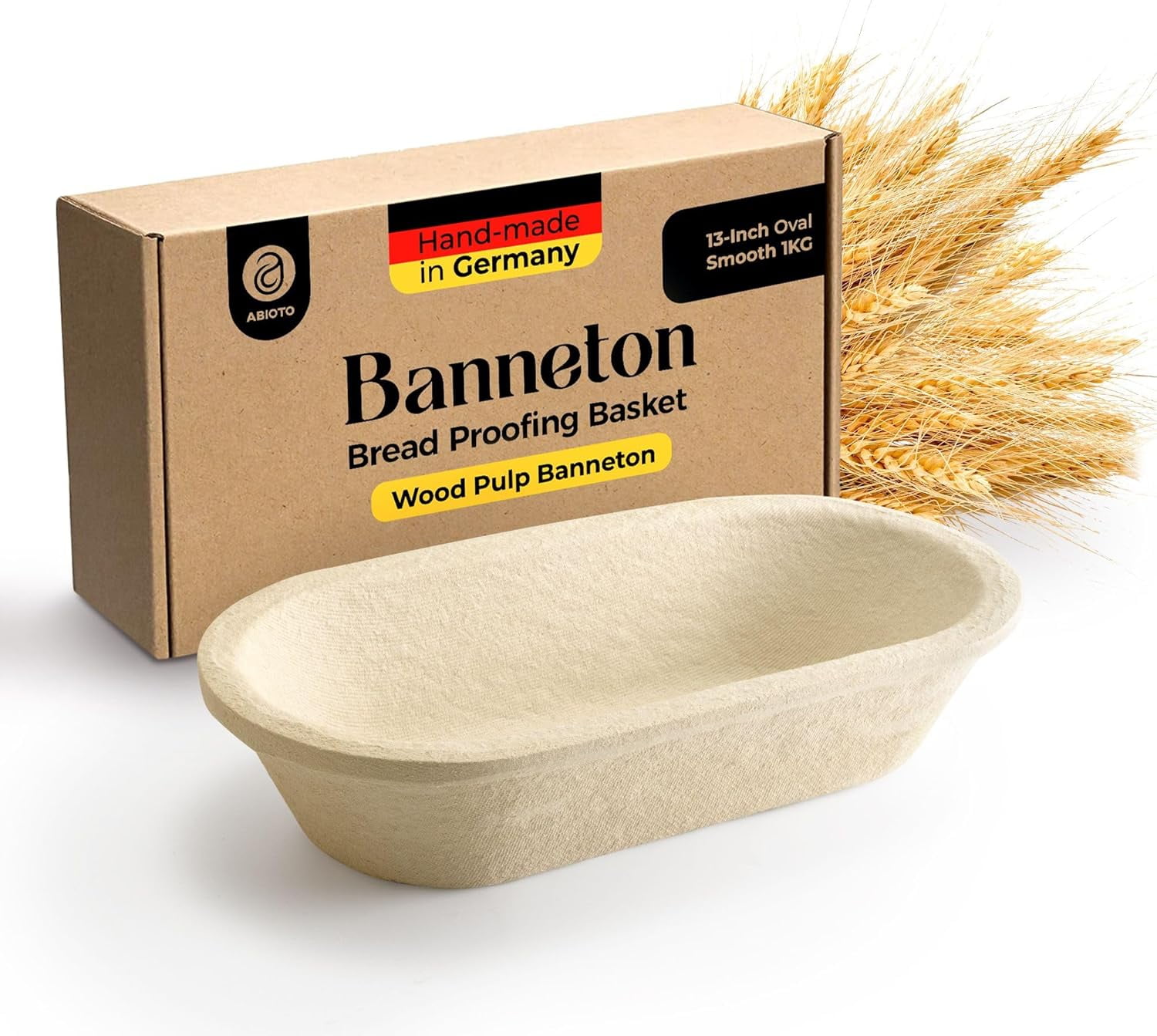 Wood Pulp Banneton Bread Proofing Basket – 13" Oval 2.2LB Brotform ...