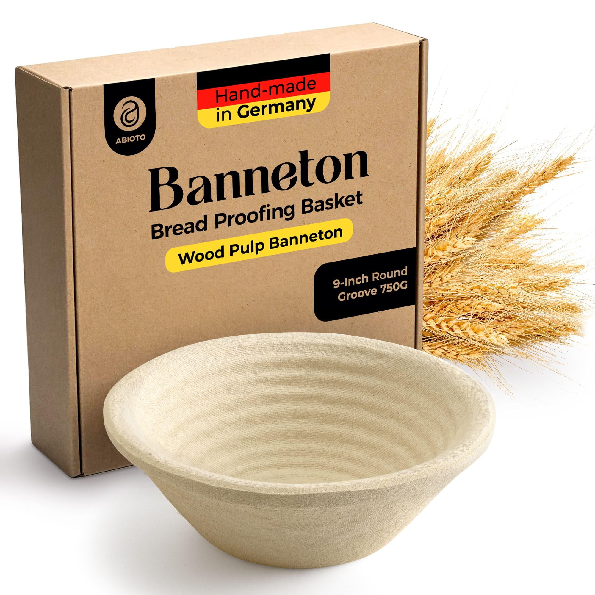 Wood Pulp Banneton Bread Proofing Basket – 9" Round 1.5LB Brotform ...