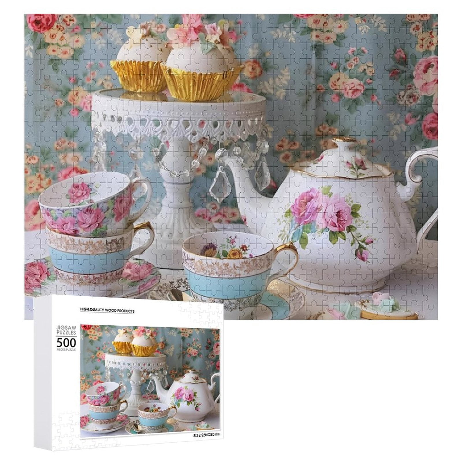 Wood Puzzles 500 Piece，Tea Party Guest Book Puzzle Board，Puzzles For ...