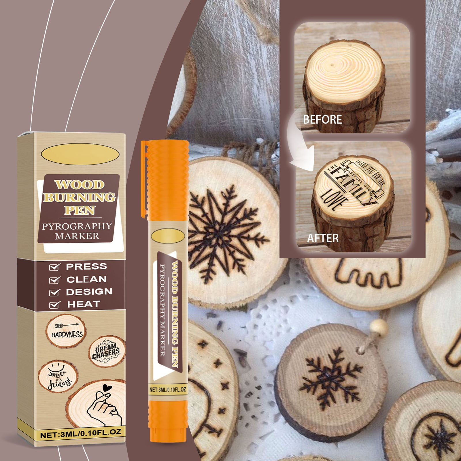 Wood Pyrography Marking Pen 3ML Wood Pyrography Marking Pen Wooden ...