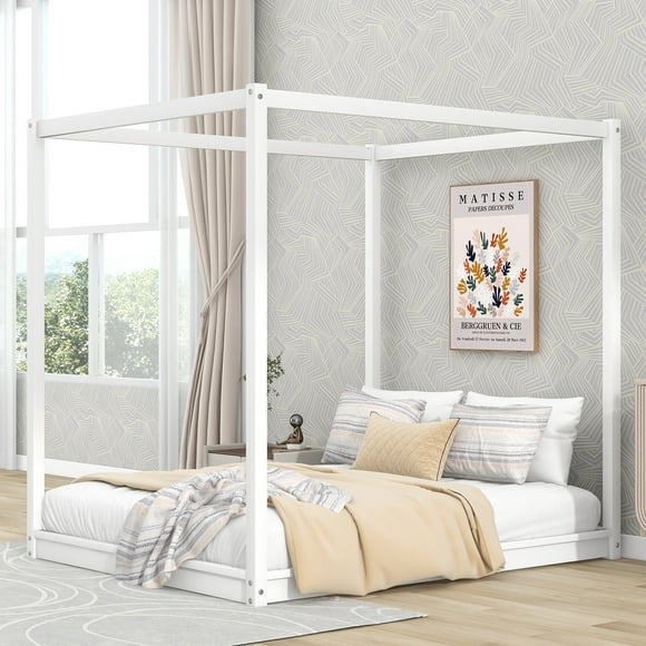 Wooden Platform Canopy Bed