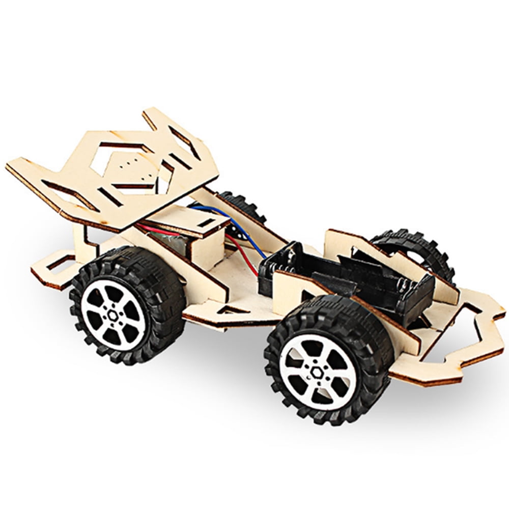 Wood Racing Car DIY Kit Kids Toy DIY Kit Electric Wooden Racing Car for ...