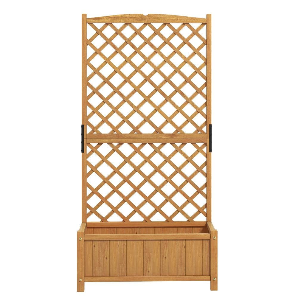 Wood Raised Garden Bed with Trellis Plant Container with Diamond Shaped ...