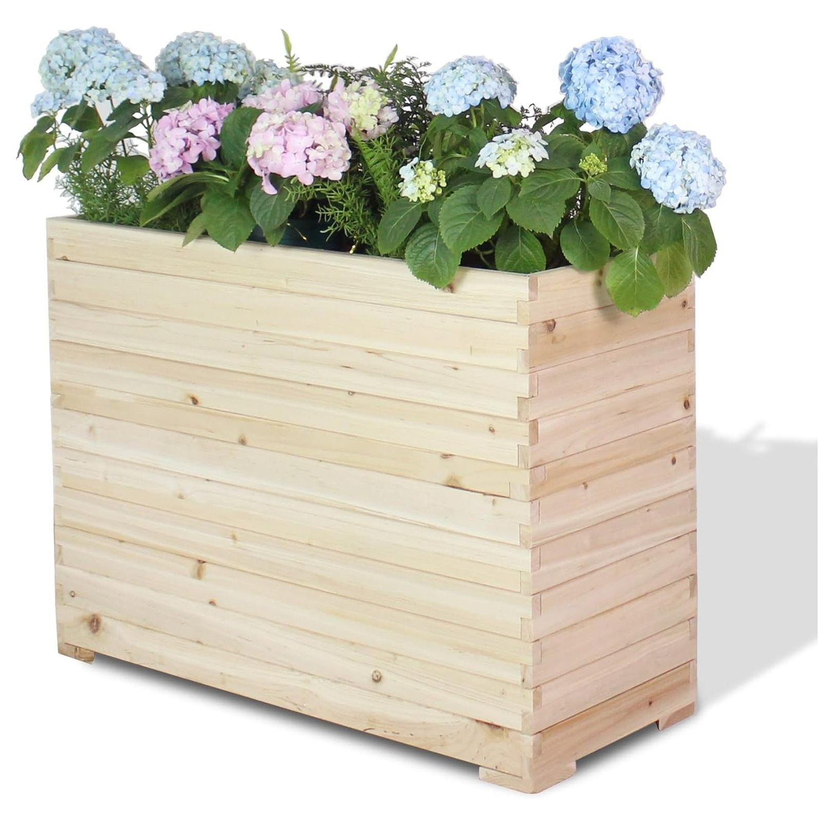 Wood Raised Planter Box Outdoor Rectangular Large Tall Trough Raised ...