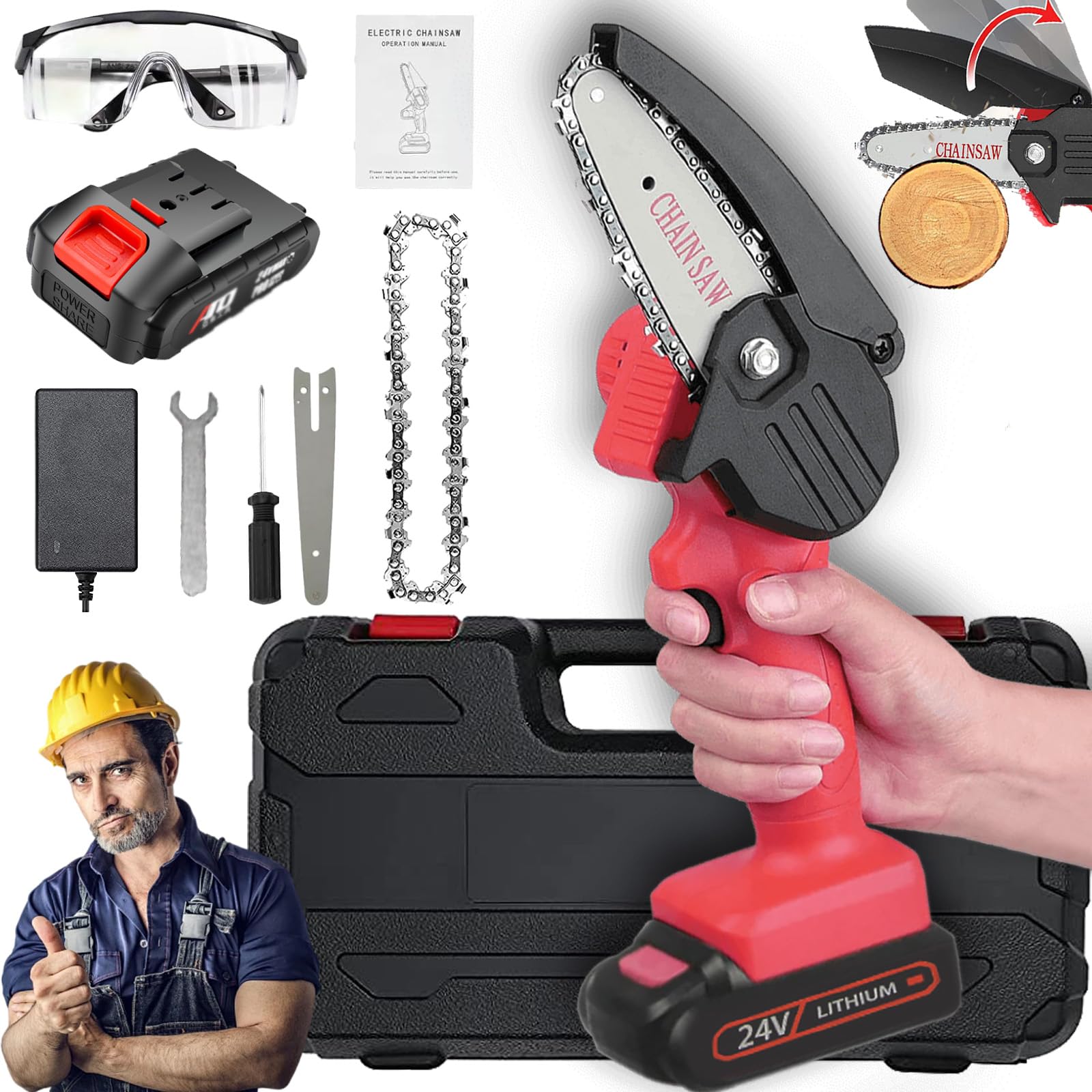 Wood Ranger Mini Chainsaw, 2025 Upgraded Electric 4 inch MINI Chainsaw ...