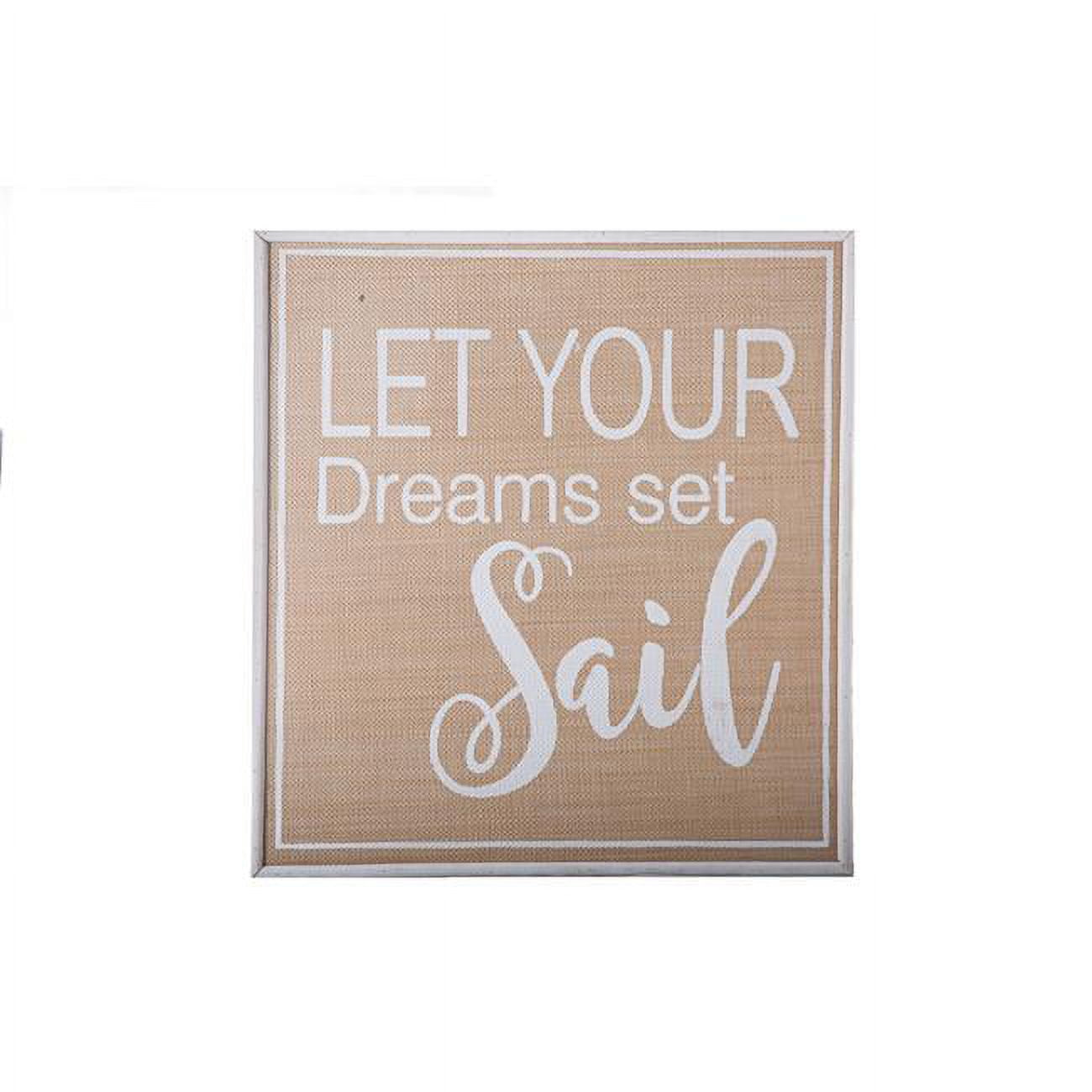 Wood Rectangle Wall Art with Let you Dreams Set Sail Writing on Weave ...
