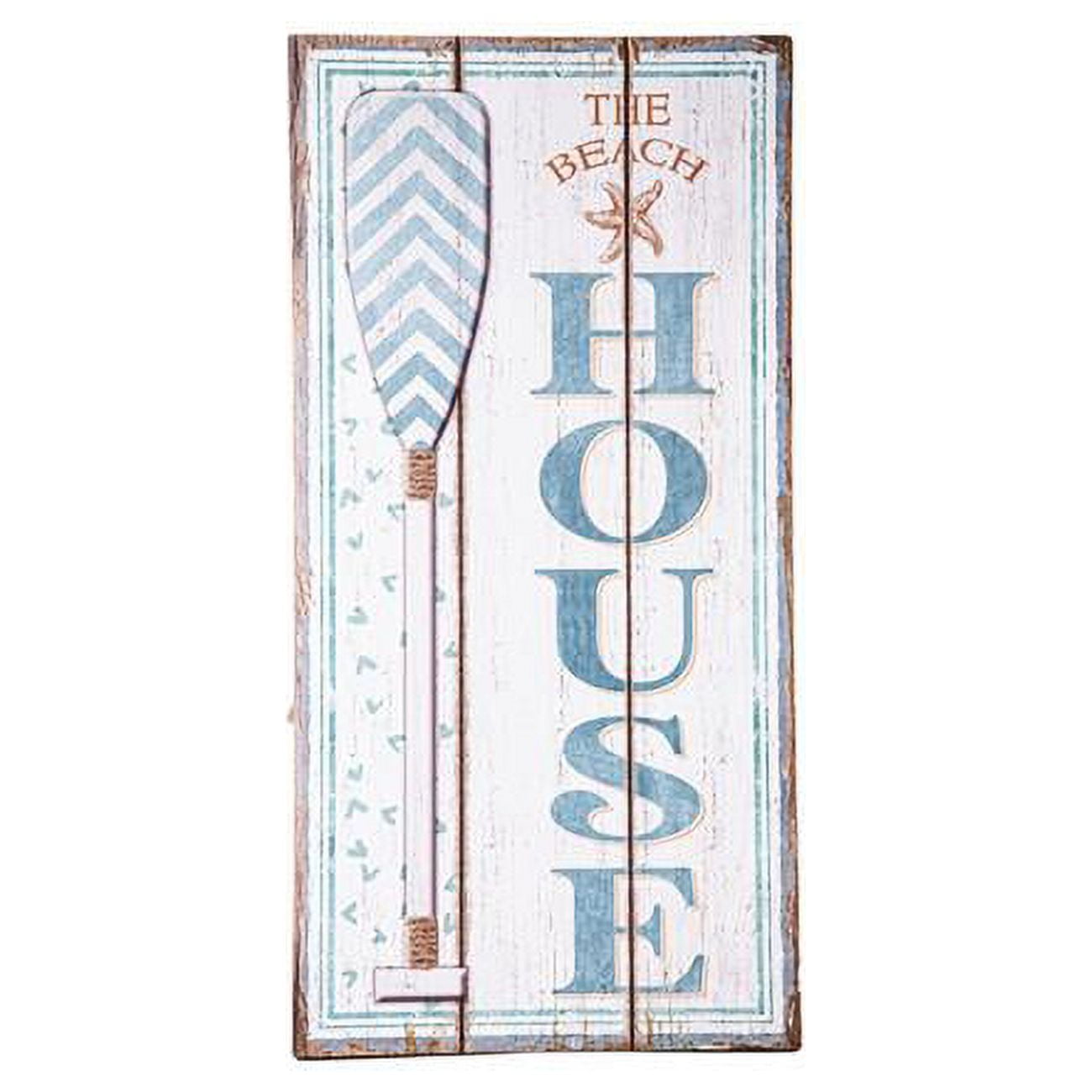 Wood Rectangle Wall Art with The Beach House Writing & Paddle Design ...
