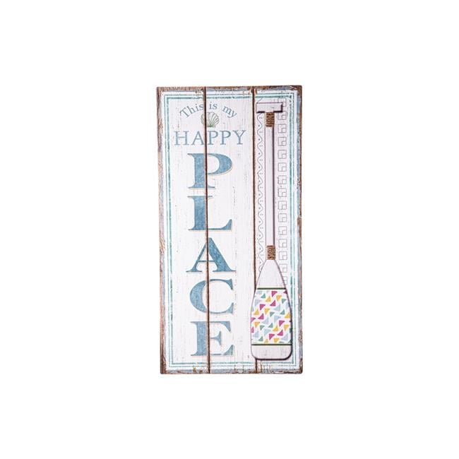 Wood Rectangle Wall Art with This is my Happy Place Writing & Paddle ...