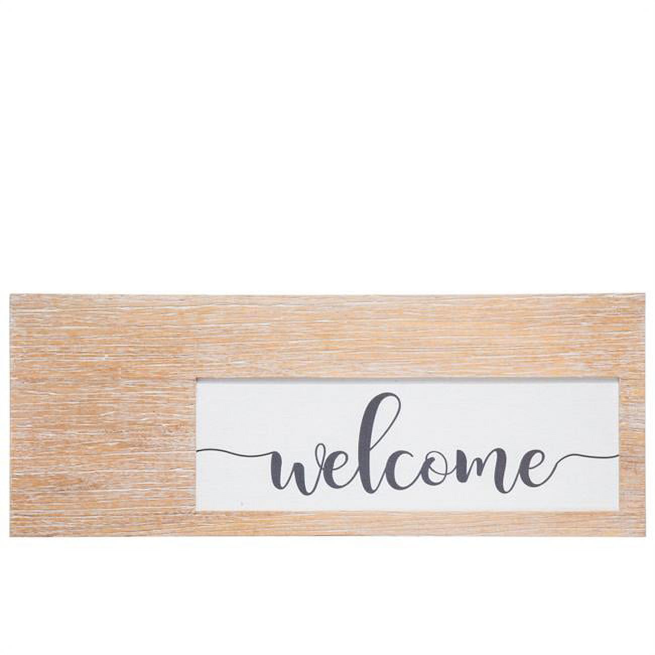 Wood Rectangle Wall Decor with Side Corner Welcome in Cursive Writing ...