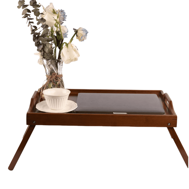 Wood Rectangular Bed Tray with Wooden Breakfast Tray with Folding Legs ...