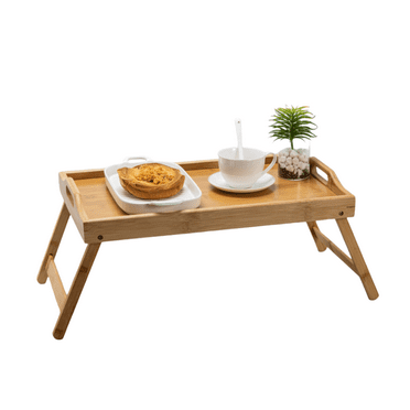 Foldable Bamboo Bed Tray Table: Portable Wood Breakfast Trays for Bed ...