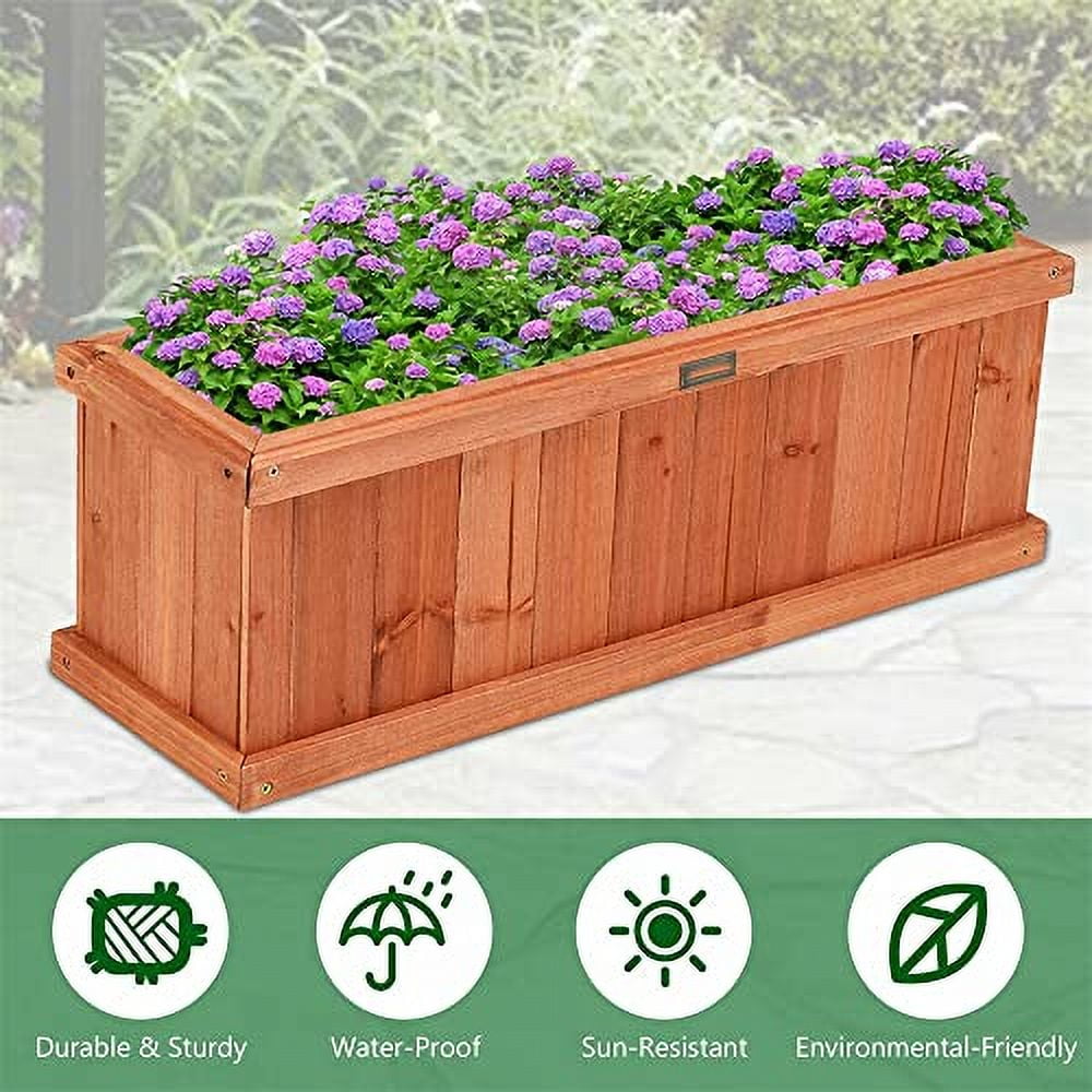 Wood Rectangular Decorative Planter Box, Window Decorative Garden Box ...