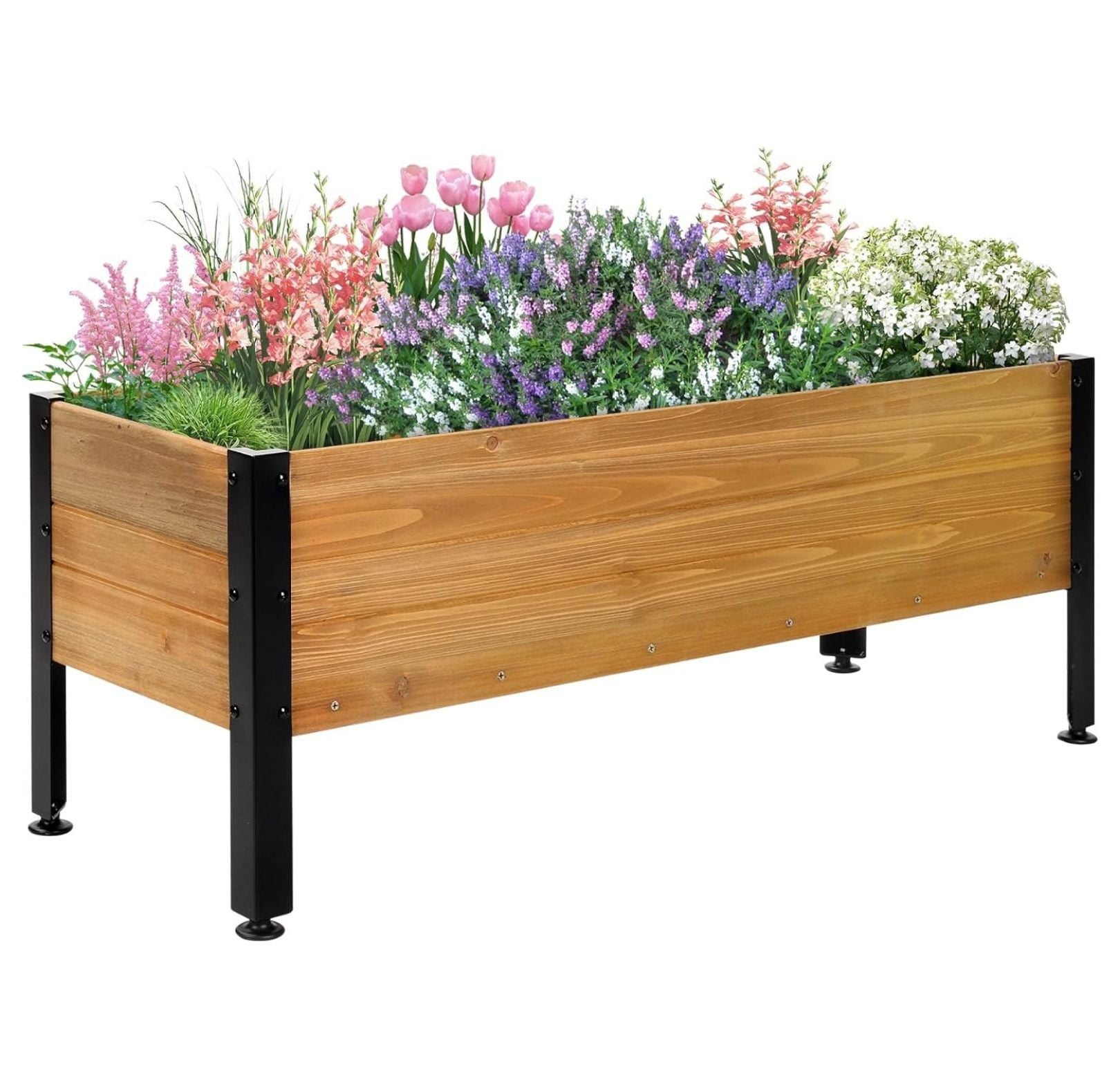 Wood Rectangular Garden Planter Box Raised Bed Outdoor,Planters for ...