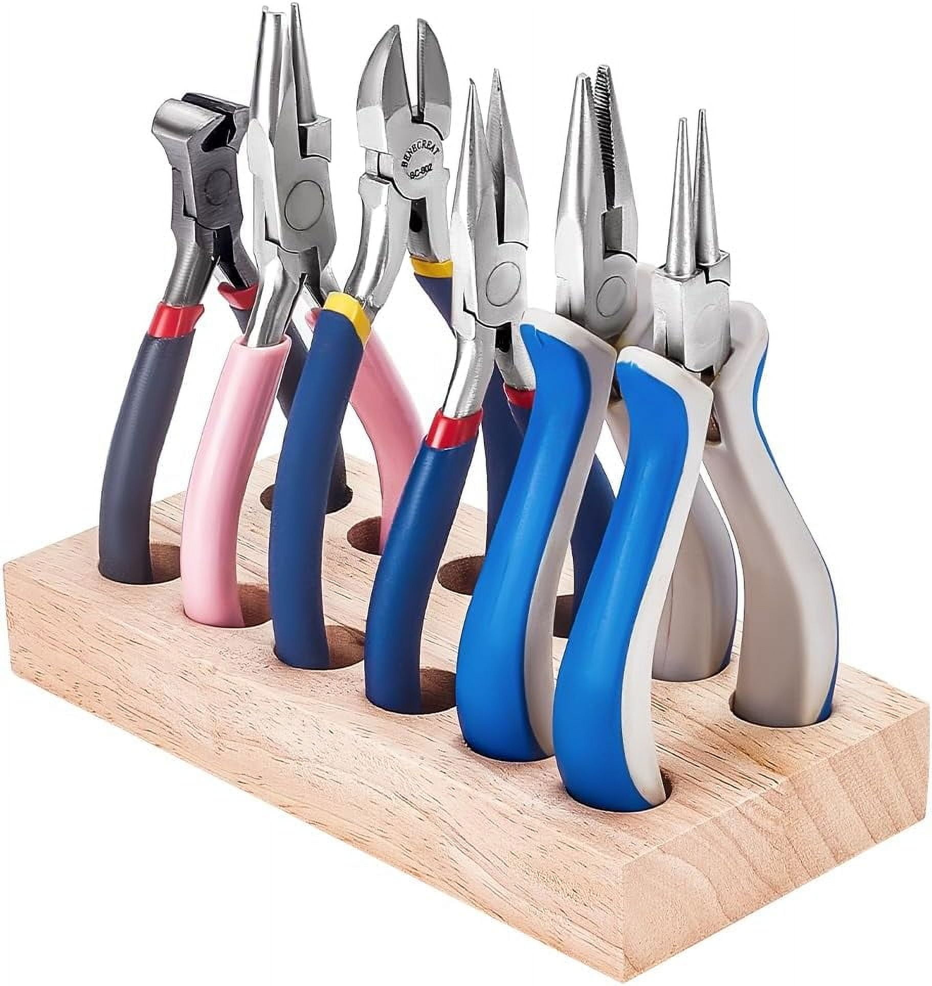 Wood Rectangular Pliers 12-Hole Storage Plate 6.2x3x0.9Inch Wooden ...