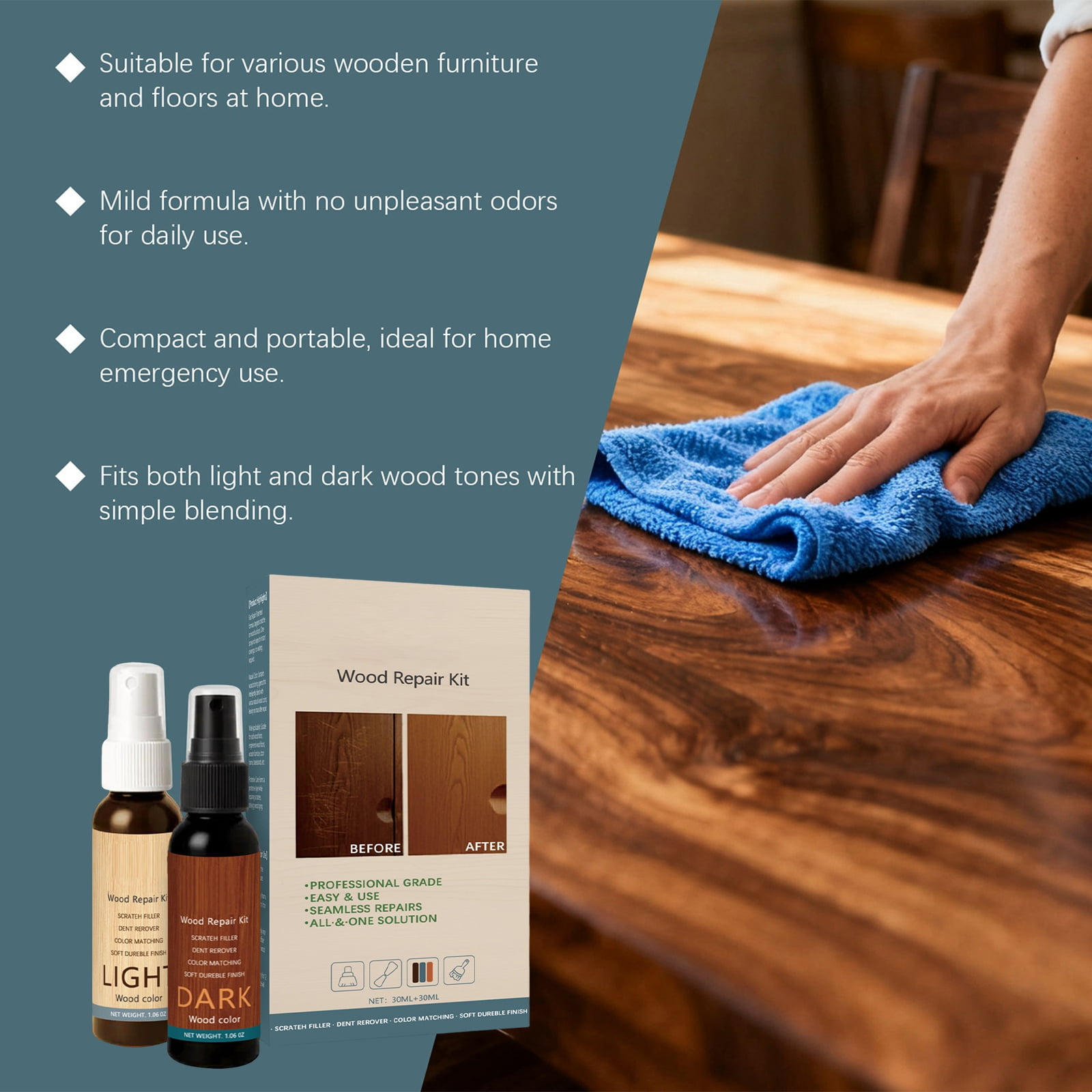 Wood Repairing Kit, Easy-Fix Wood Furniture Repairing, Professionally ...