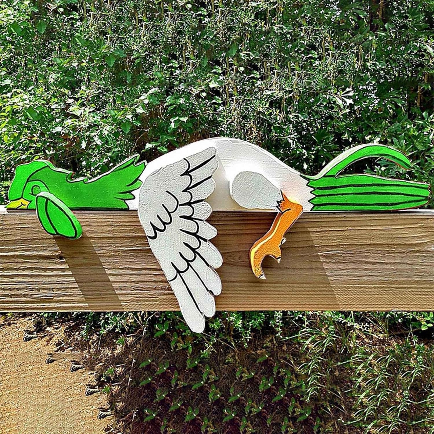 Wood Resting Rooster Rail Pet, Rooster Fence Statues, Chicken ...