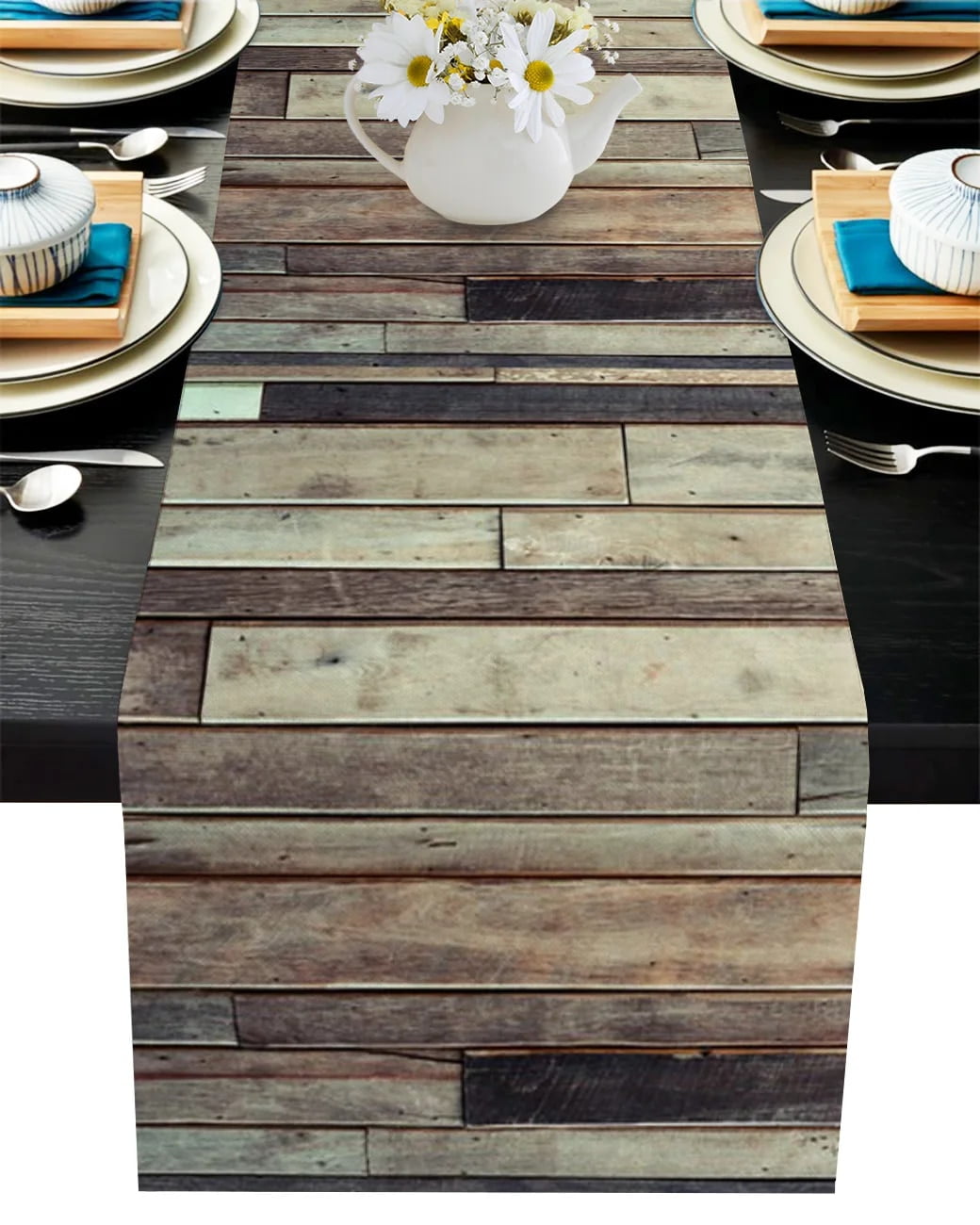 Wood Retro Shabby Table Runner Luxury Home Dining Table Coffee Table ...