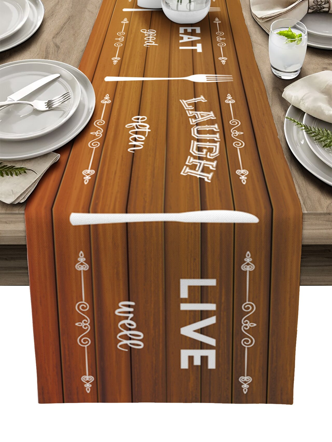 Wood Retro Shabby Table Runner Luxury Home Dining Table Coffee Table ...