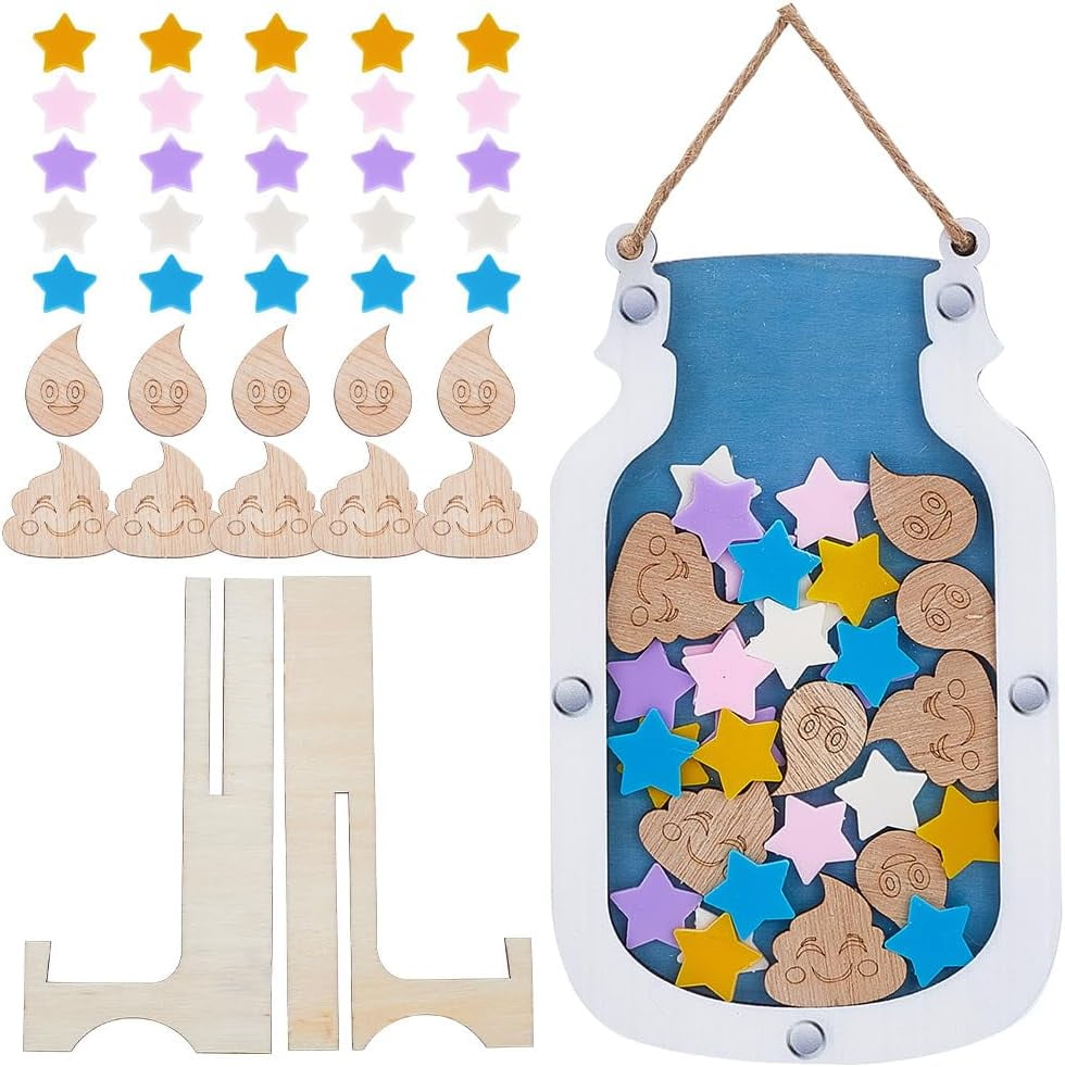 Wood Reward Jar with Star & Teardrop & Poop Personalized Positive ...