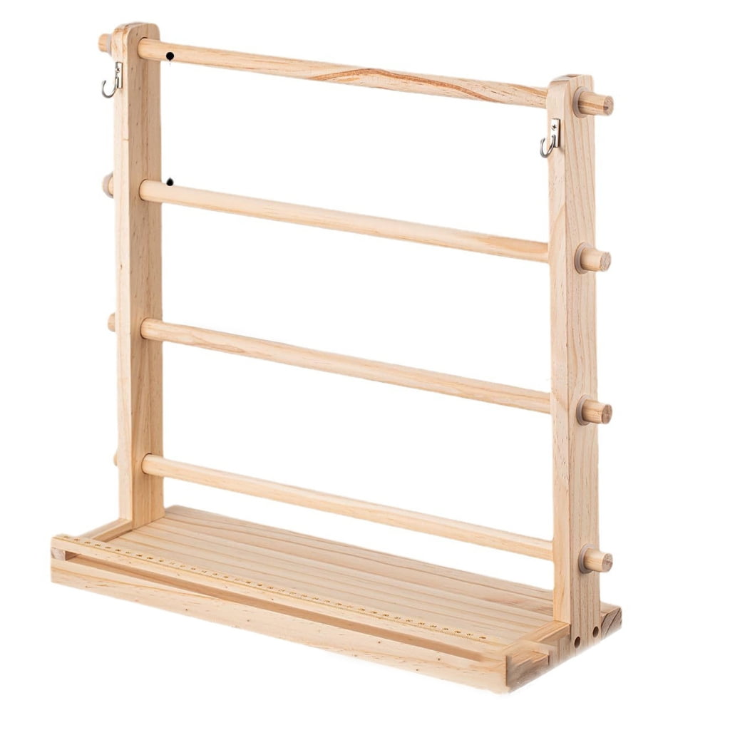 Wood Ribbon Organizers 4 Tiered Ribbon Storage Holder with Hanging Hook ...