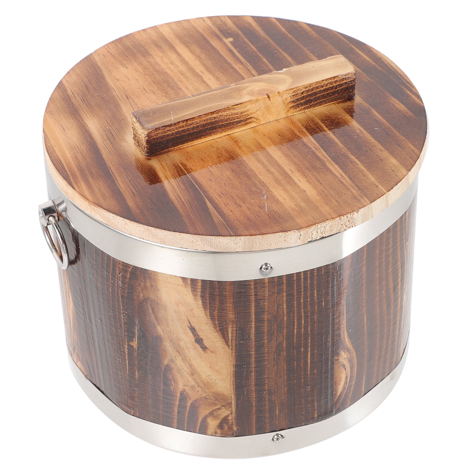 Wood Rice Bucket Sushi Rice Bucket Wood Storage Bucket Desktop Wood ...
