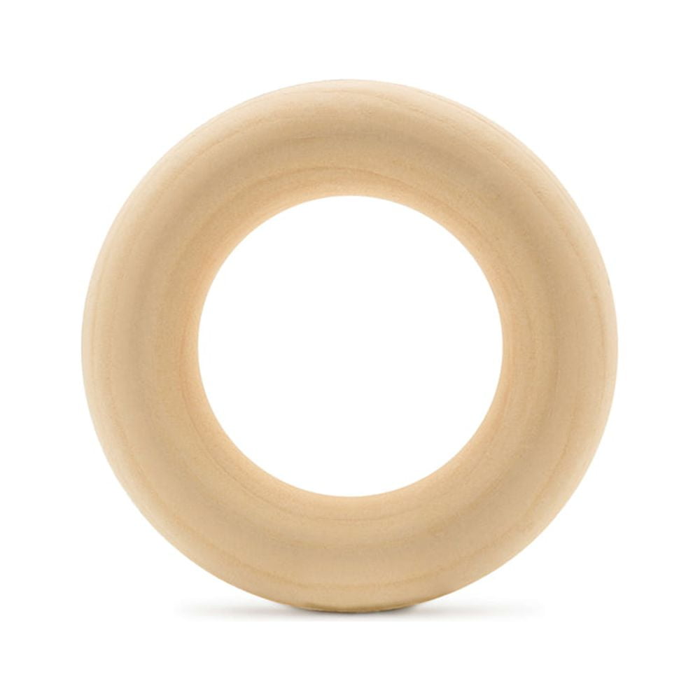 Wood Rings for Crafts 2-1/4 Inch, Pack of 5 Unfinished Wooden Rings for ...