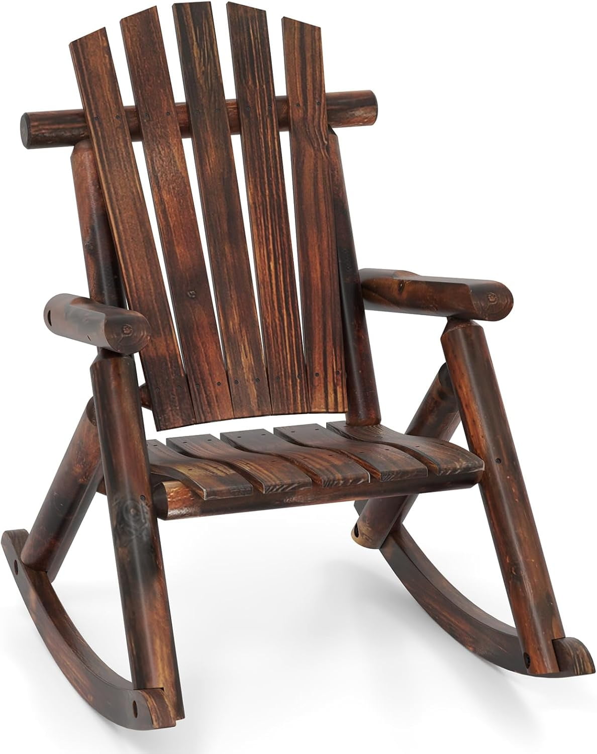 Wood Rocking Chair Outdoor, Outside Adirondack Rocker with High Back ...