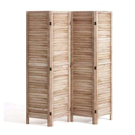 Wood Room Divider 4 Panel, 66.9" Tall Folding Privacy Screen, Wooden ...