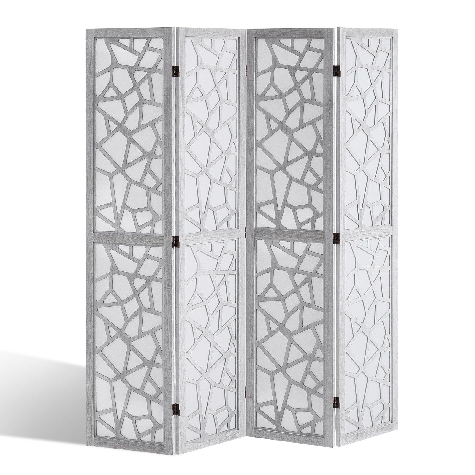 Wood Room Divider, 4 Panel Wood Folding Privacy Screen, 66.9 Inches ...