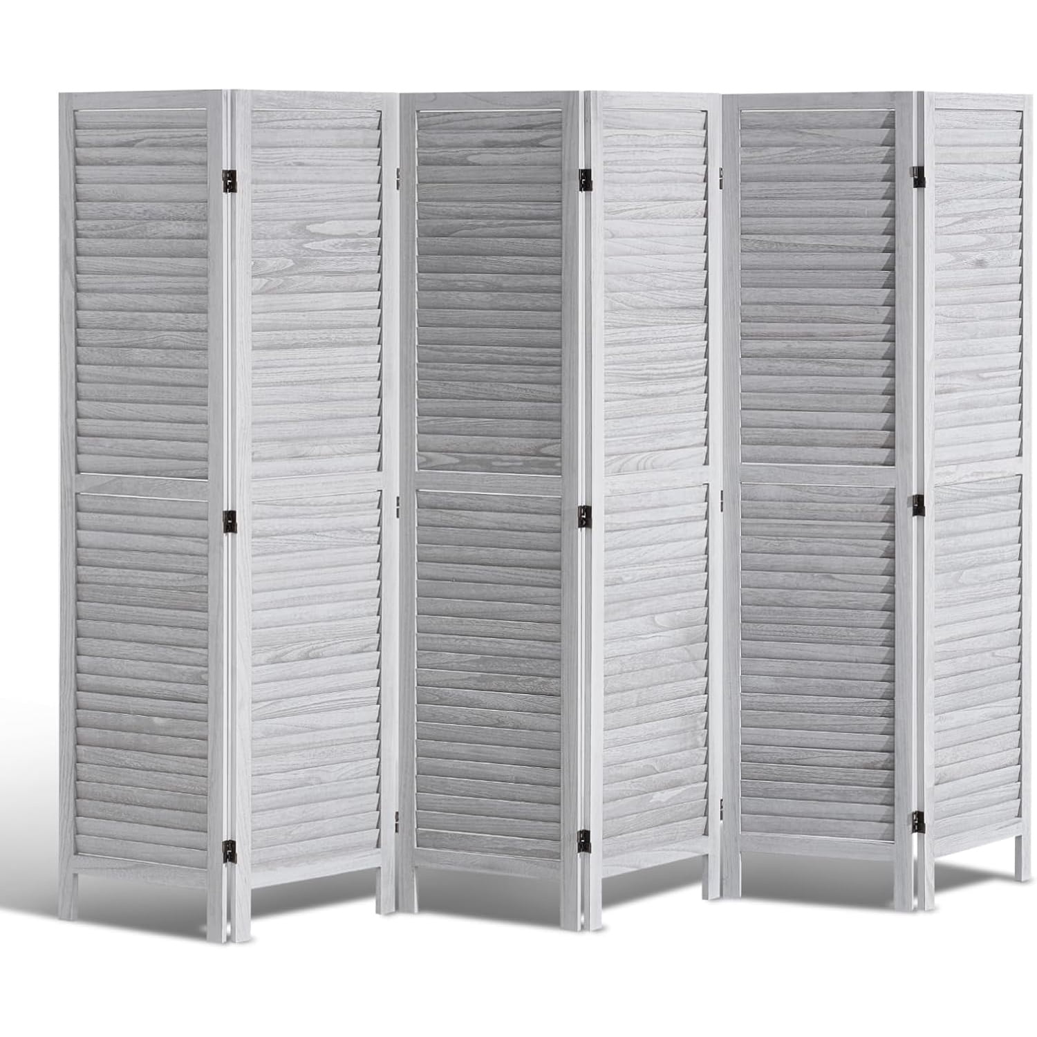 Wood Room Divider, 6 Panel Wood Folding Privacy Screen, 66.9 Inches ...