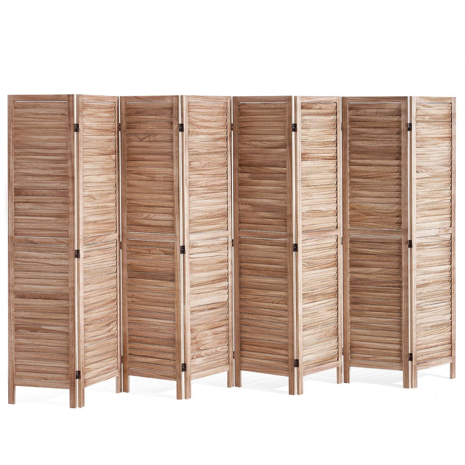 Wood Room Divider, 8 Panel Wood Folding Privacy Screen, 66.9 Inches ...