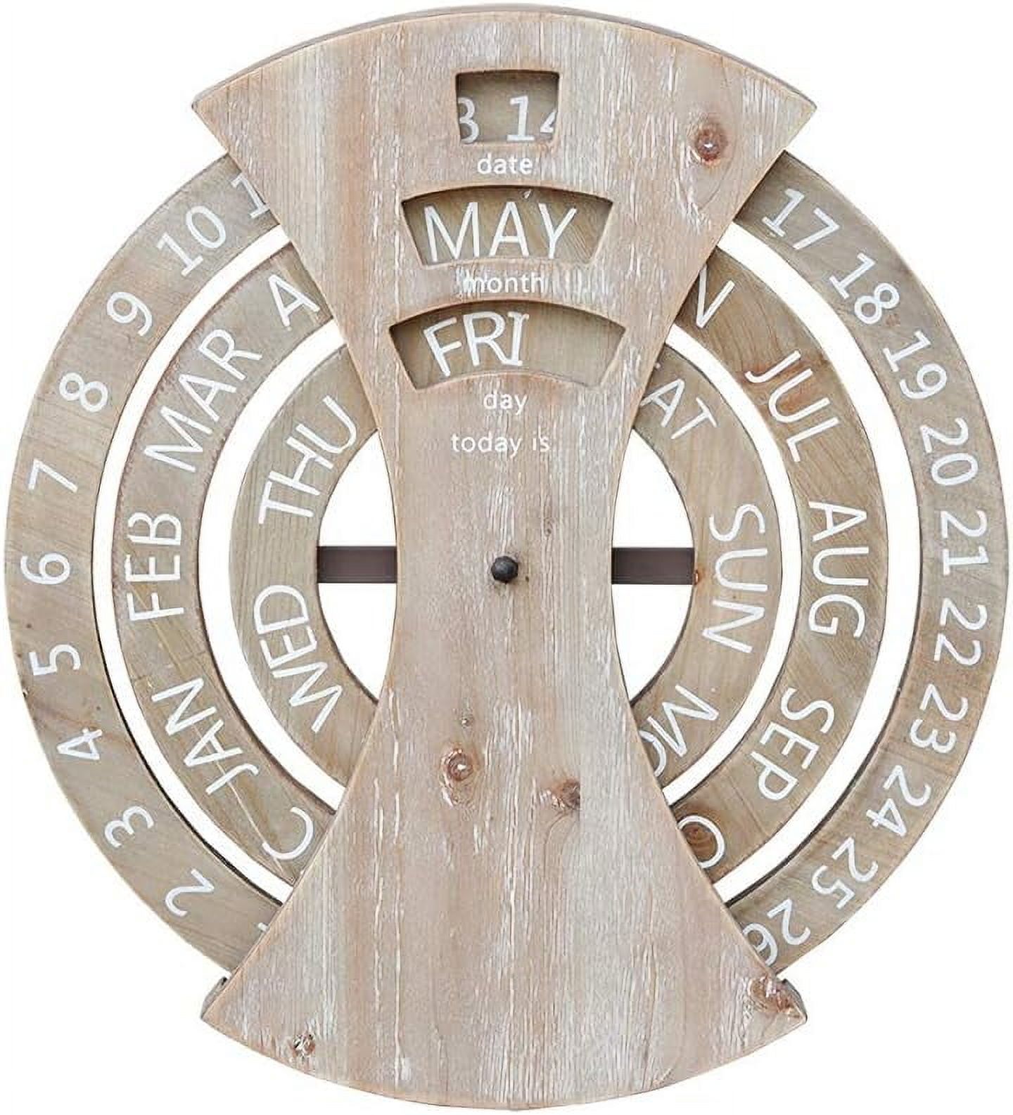 Wood Rustic Circular Wall Mounted Spin Perpetual Calendar, Farmhouse Wooden Calendar Sign Decor ...