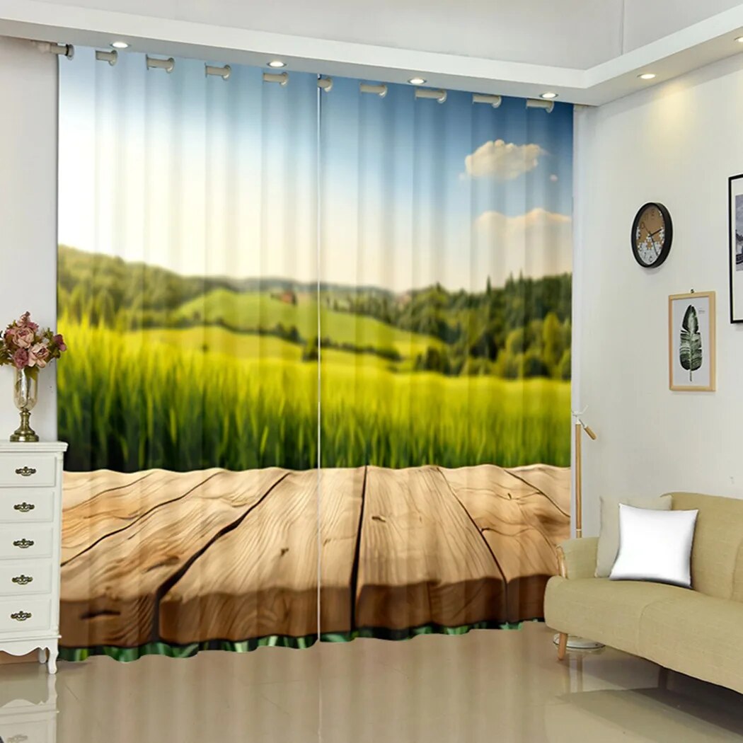 Wood Rustic Farmhouse Curtain Old Abandoned Wood Polyester Pongee ...