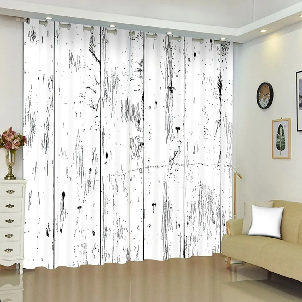 Wood Rustic Farmhouse Curtain Old Abandoned Wood Polyester Pongee ...