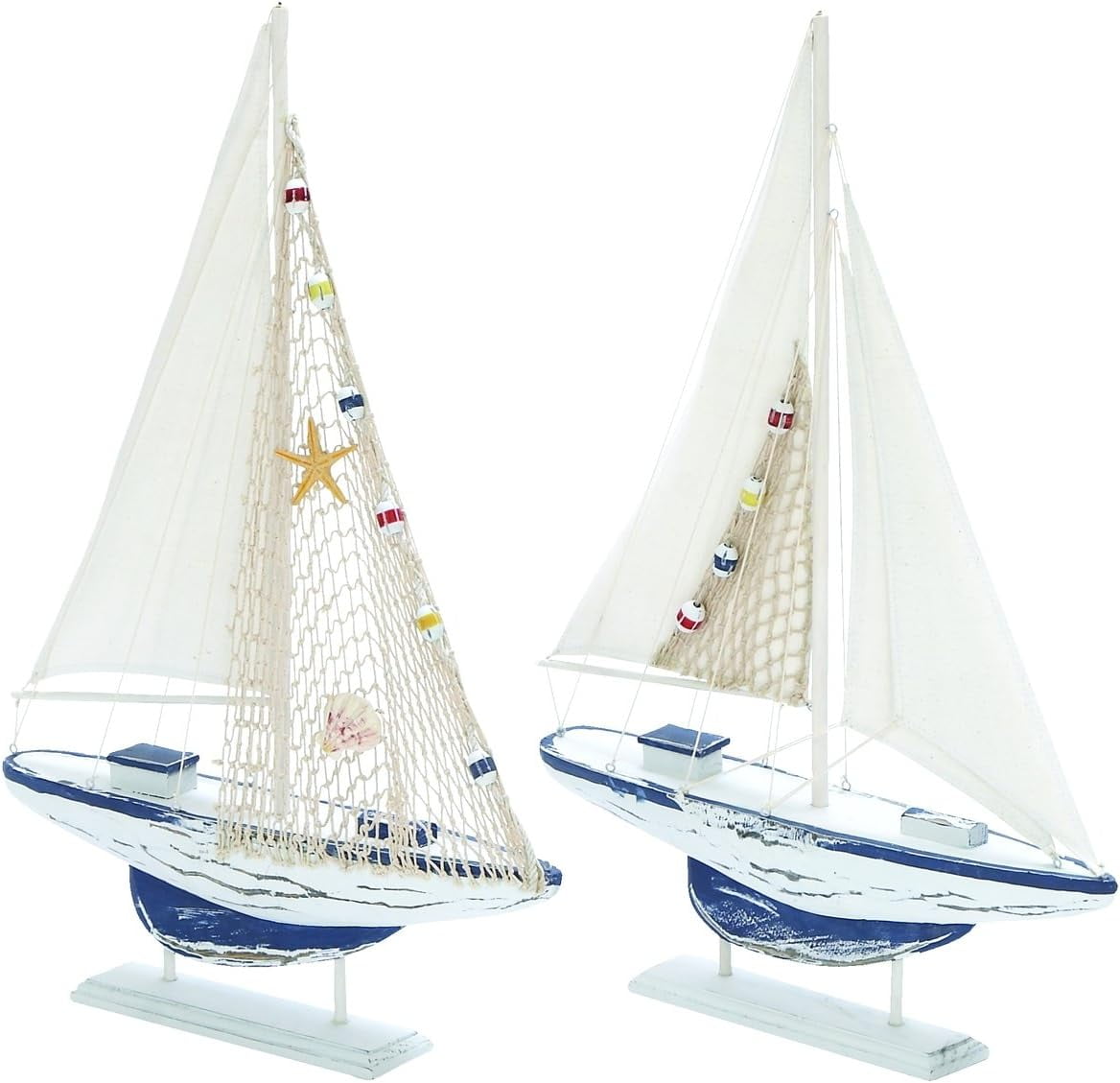 Wood Sail Boat Handmade Decorative Sculpture Home Decor Statues, set of ...