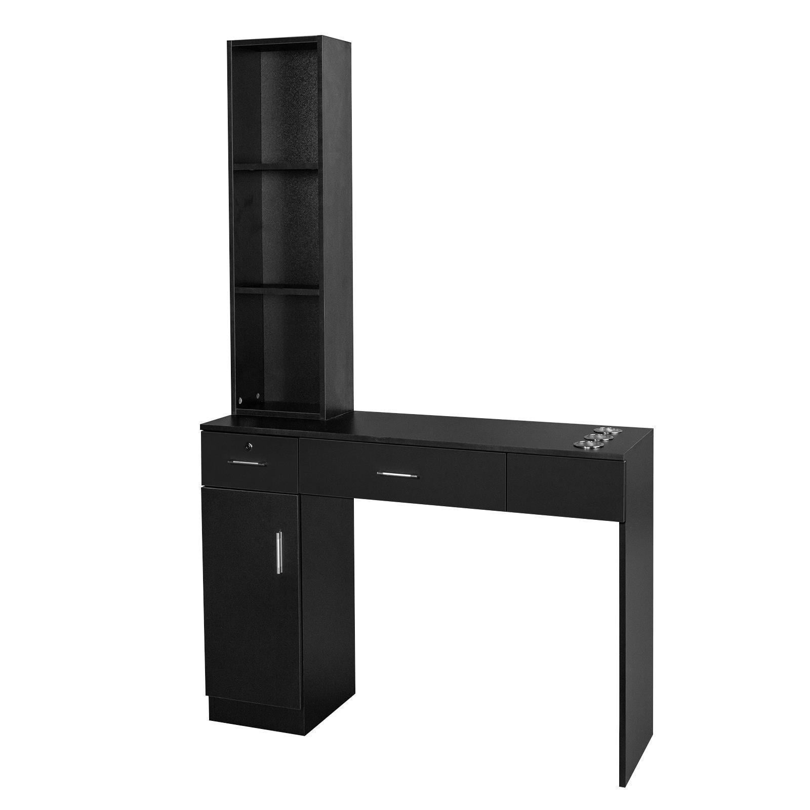Wood Salon Cabinet Hair Styling Station Storage Barber Shelf Table Spa ...