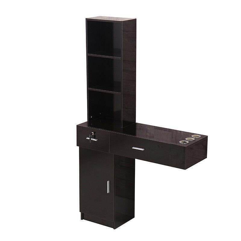 Wood Salon Cabinet Hair Styling Station Storage Barber Shelf Table Spa ...
