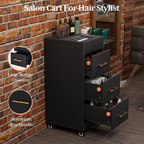 Wood Salon Trolley Cart with Wheels, Hair Cart Mobile Storage Cabinet ...