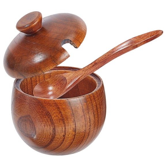 Wood Salt Cellar Set Natural Wooden Saddle Brown Spice Pepper Seasoning ...