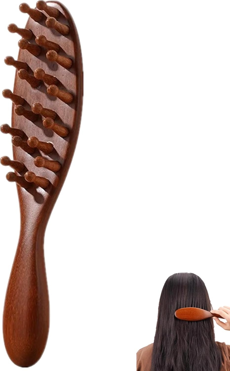 Wood Scalp Massager Natural Wooden Massage Comb Portable Wide Tooth ...