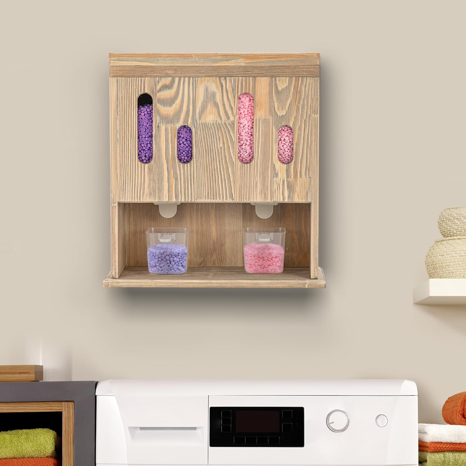 Wood Scent Bead Dispenser, Besuerte 2-in-1 Wall-Mounted Laundry Beads ...