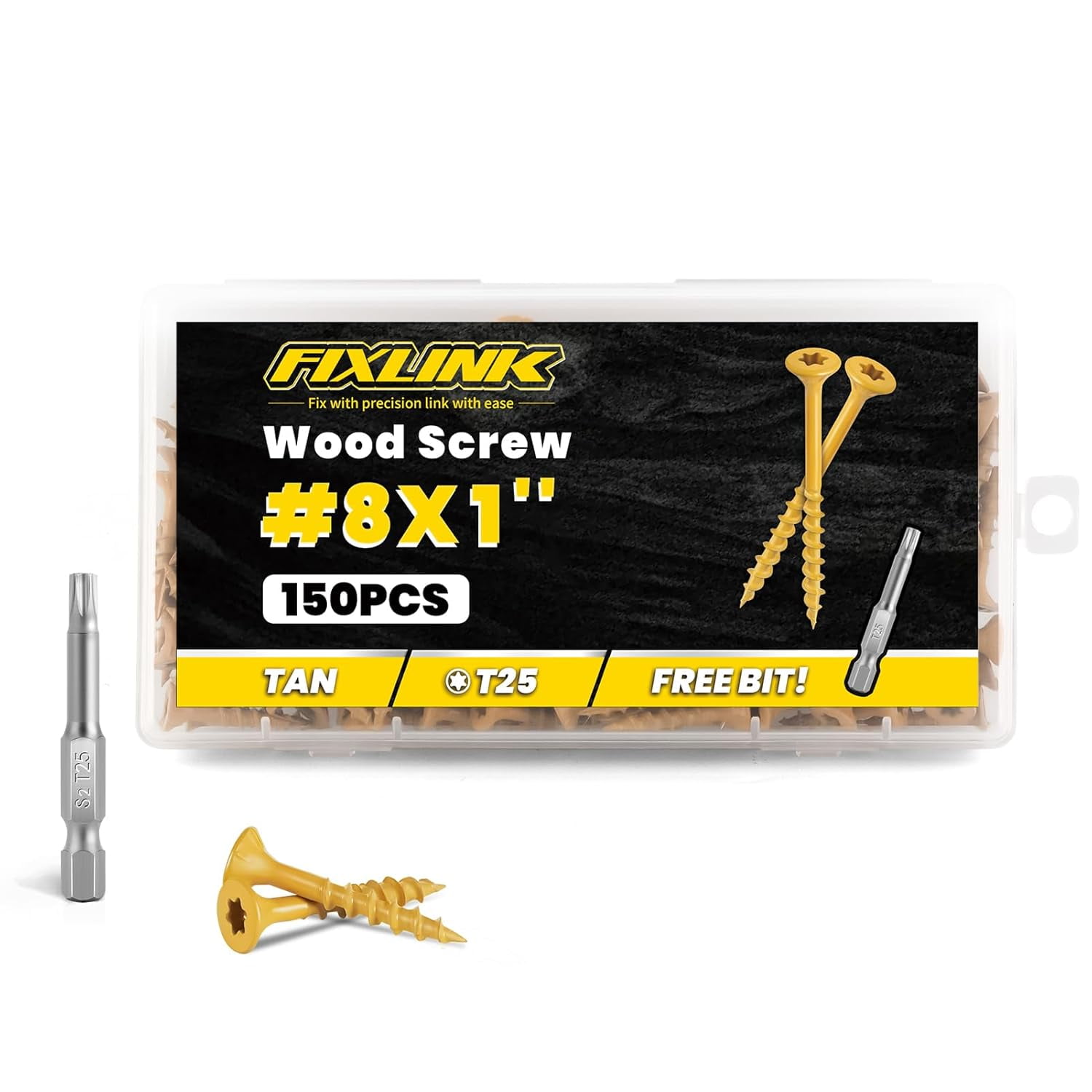 Wood Screws 1 Inch, Deck Screws #8 x 1, 150 PCS, Epoxy Coated, T25 Star ...