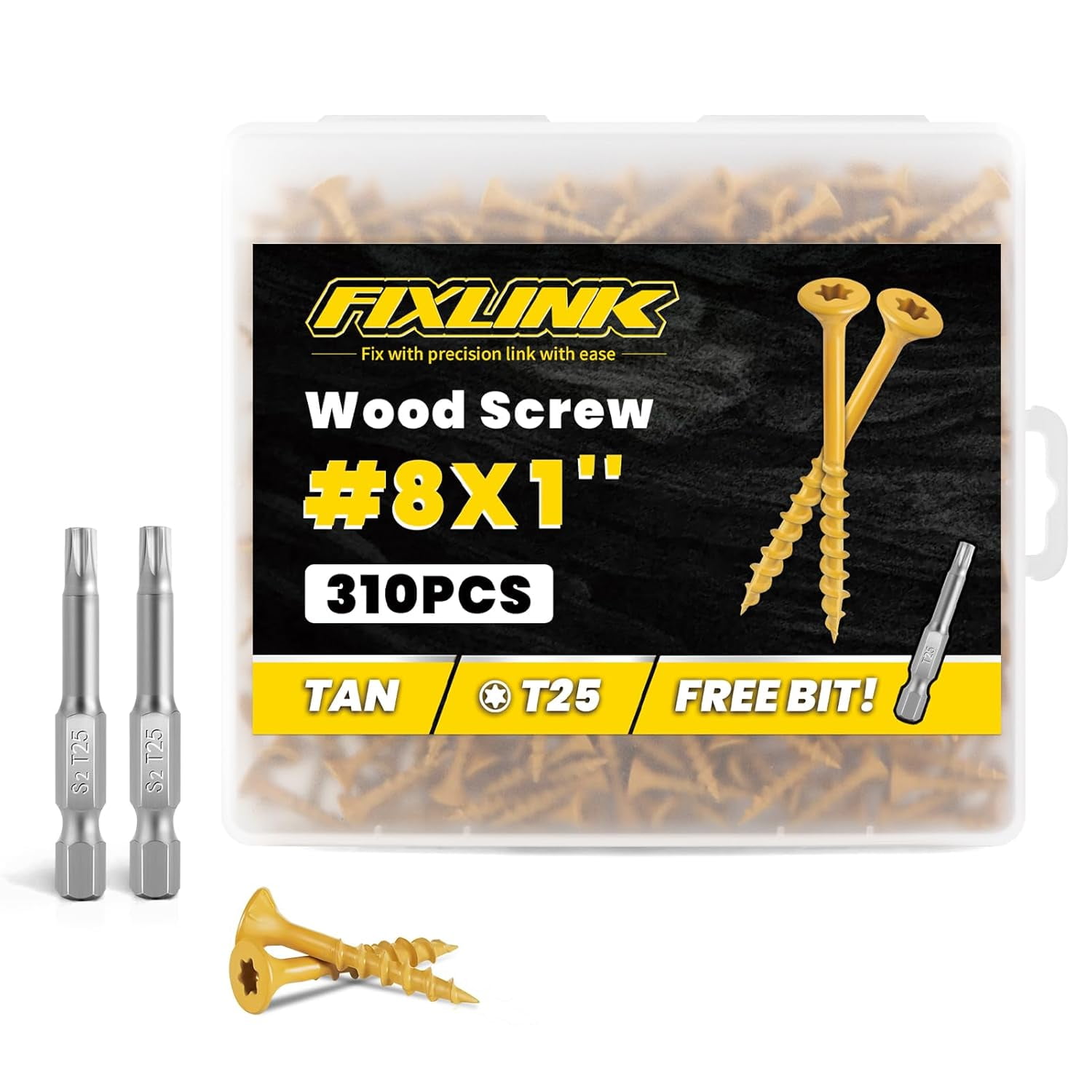 Wood Screws 1 Inch, Deck Screws #8 x 1, 310 PCS, Epoxy Coated, T25 Star ...