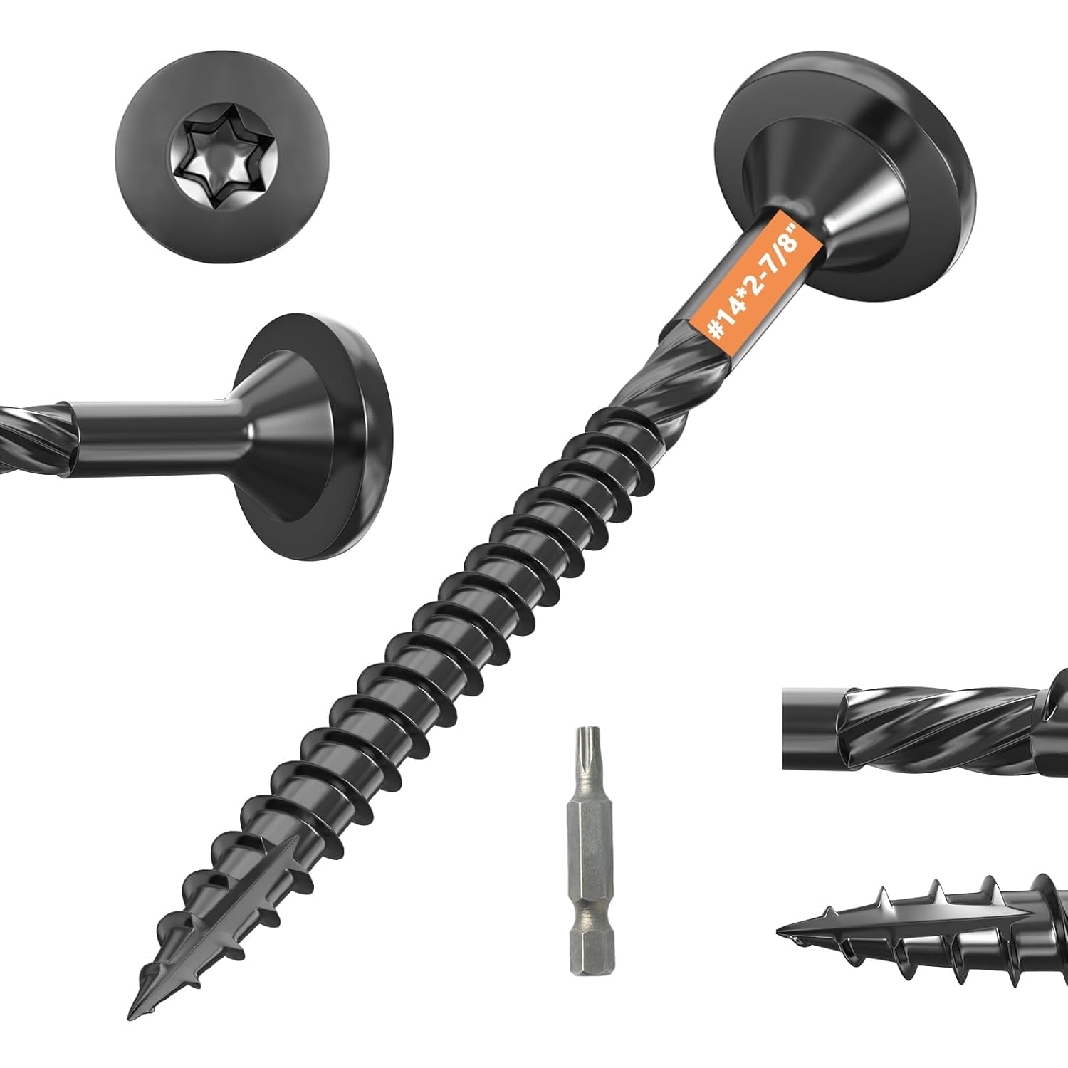 Wood Screws #14 x 2-7/8" Lag Screws, 110 Pcs Heavy-Duty Outdoor Deck Screws, Black Furniture ...